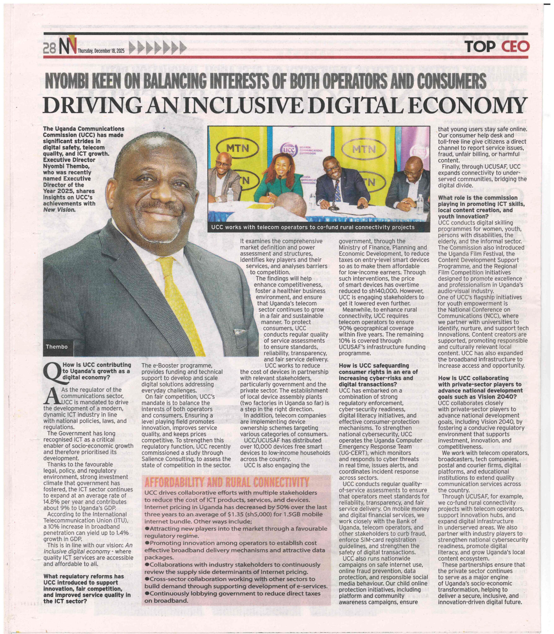 Driving An Inclusive Digital Economy – Uganda Communications Commission